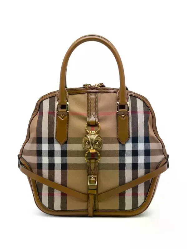 Burberry Medium House Check Canvas Bridle Orchard Handbag - Brown
