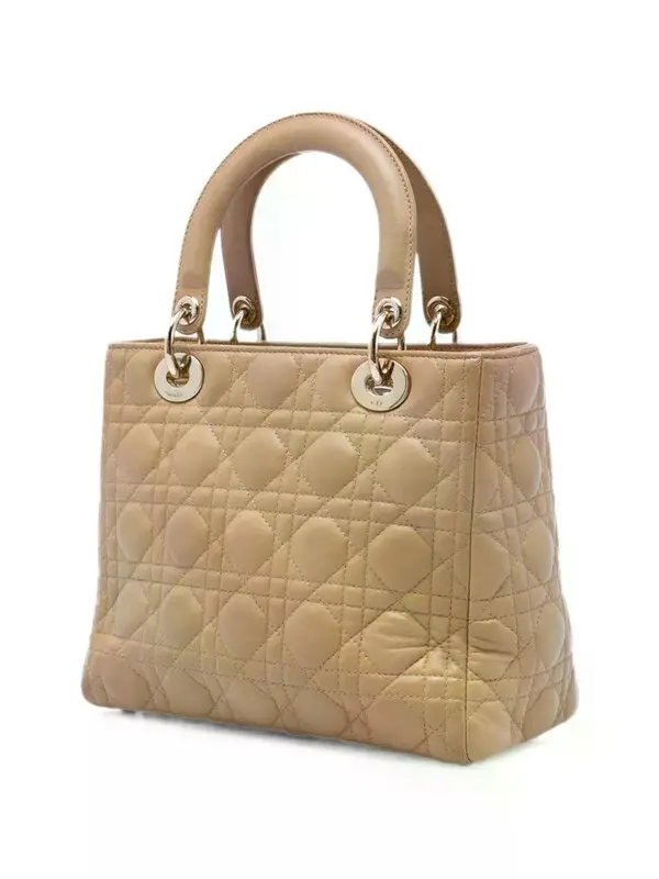 Dior 2012 Medium Lambskin Cannage Lady Satchel - Neutrals
