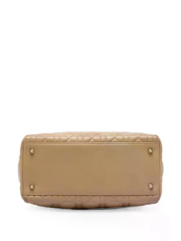 Dior 2012 Medium Lambskin Cannage Lady Satchel - Neutrals