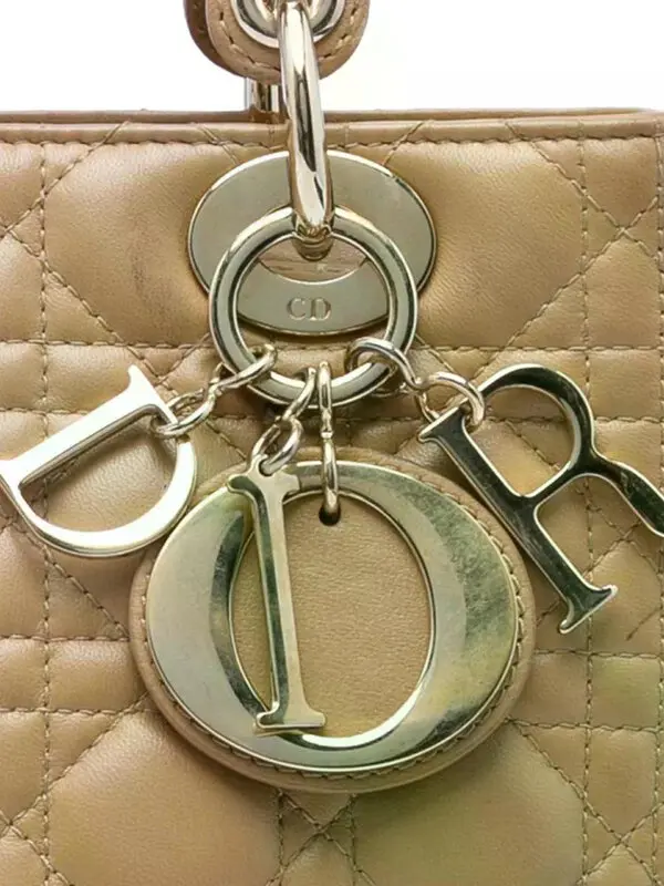 Dior 2012 Medium Lambskin Cannage Lady Satchel - Neutrals
