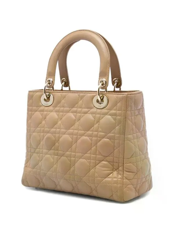Dior Lambskin Cannage Lady Satchel - Neutrals