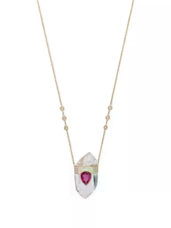 Jacquie Aiche Tear Quartz And Tourmaline Necklace