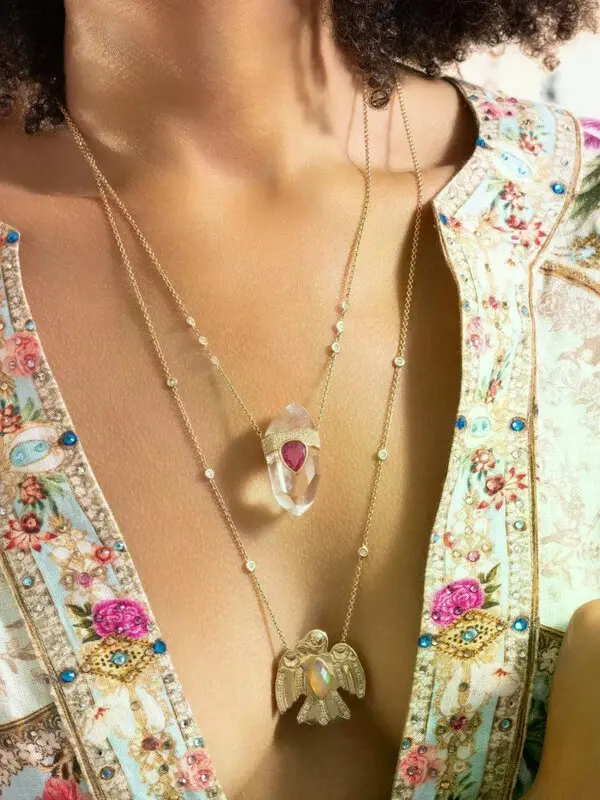 Jacquie Aiche Tear Quartz And Tourmaline Necklace