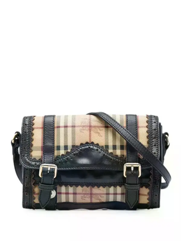 Burberry 2000-2017 Haymarket Check Coated Canvas Brogues Doyle Crossbody Bag - Neutrals