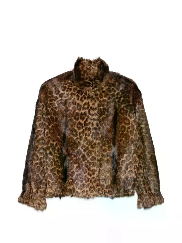 SALVATORE SANTORO Leopard Print Fur Jacket - Brown