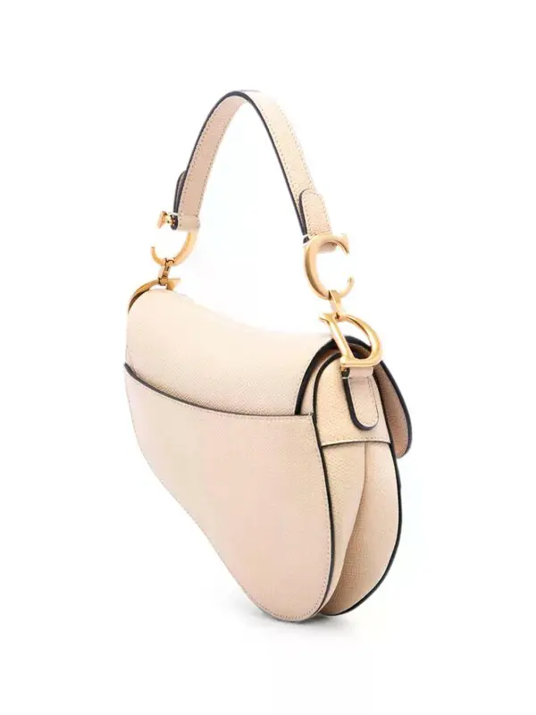 Dior 2019 Mini Grained Calfskin Saddle Bag Satchel - Neutrals