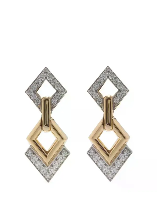 David Webb Diamond Double-drop Earrings - Gold