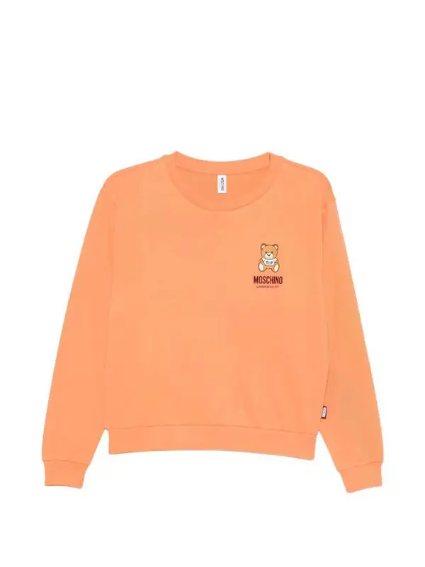 Moschino Teddy Bear Logo Print Crewneck Sweatshirt - Orange