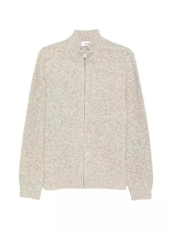 LARDINI Zip-up Marl-knit Sweater - Neutrals