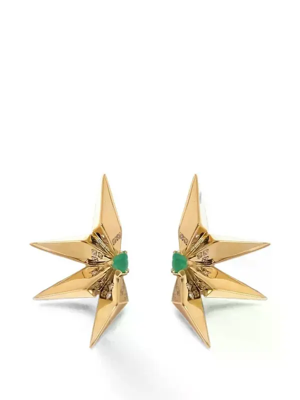 CAROL KAUFFMANN Toile Laila Diamond And Emerald Earrings