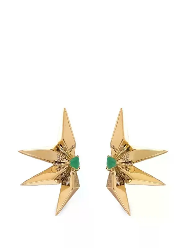CAROL KAUFFMANN Toile Laila Diamond And Emerald Earrings - Gold