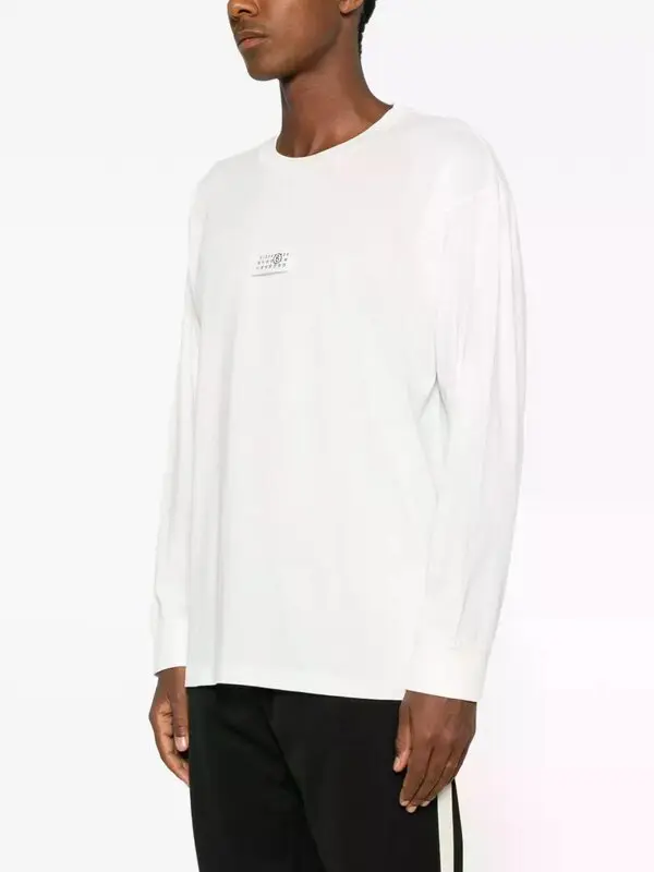 MAISON MARGIELA Logo-patch Long-sleeve T-shirt - White