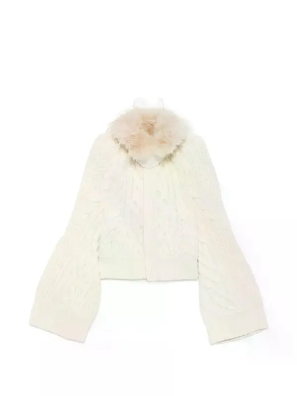Sacai Cable-knit Faux-fur-trim Cardigan