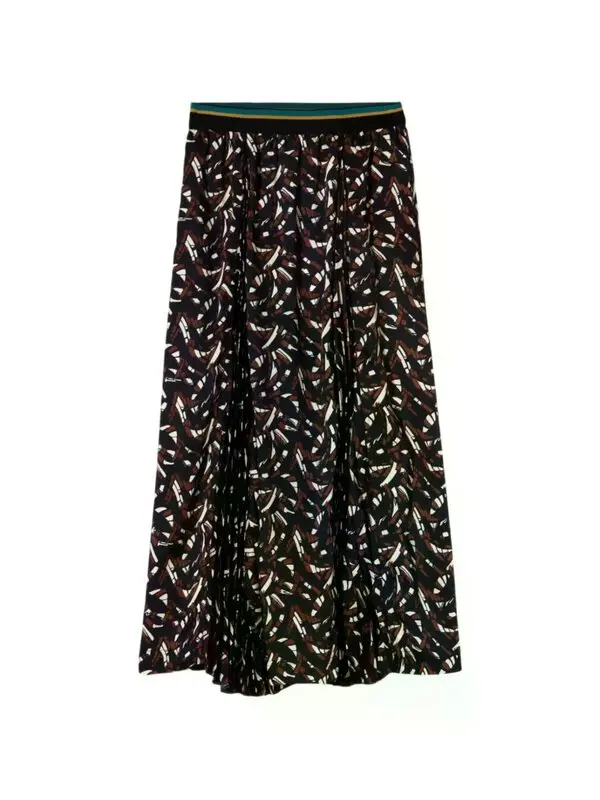 Plan C Abstract-print Pleated Midi Skirt