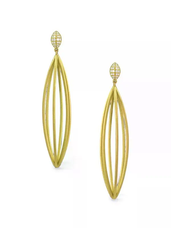LEIGH MAXWELL 18k Yellow Marquis Diamond Drop Earrings - Gold