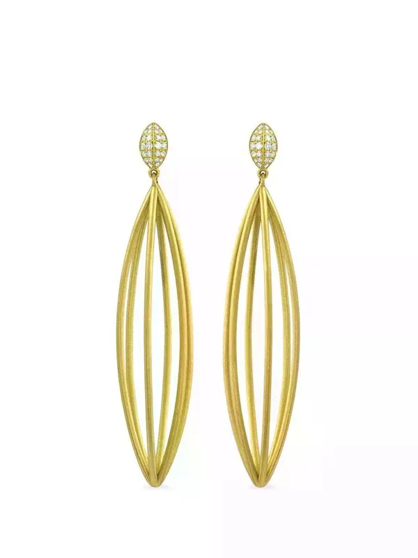 LEIGH MAXWELL 18k Yellow Marquis Diamond Drop Earrings - Gold