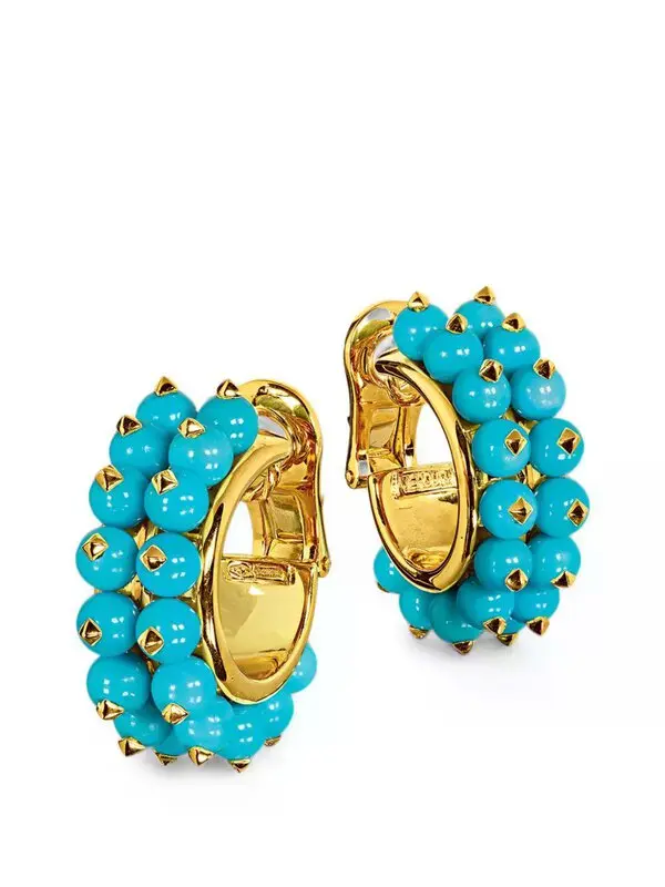 Verdura Turquoise Beaded Hoop Earrings