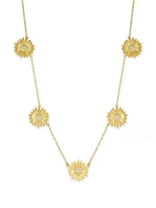 TANYA FARAH 18k Yellow Diamond Daisy Station Necklace - Gold