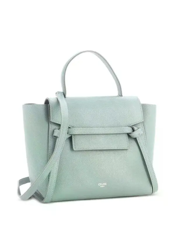 Celine Belt Bag Textured Leather Nano Shoulder Bag - Green