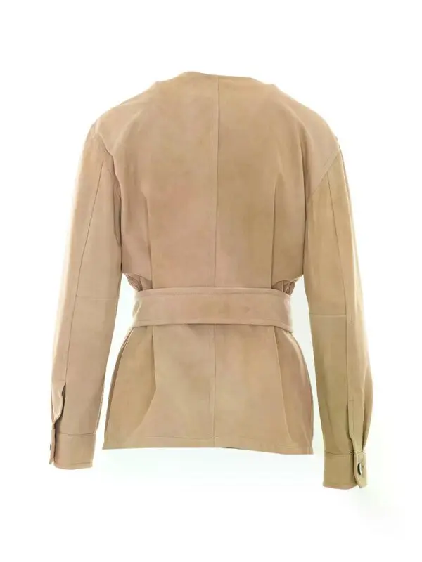 Max Mara Belted Suede Jacket Beige - Neutrals