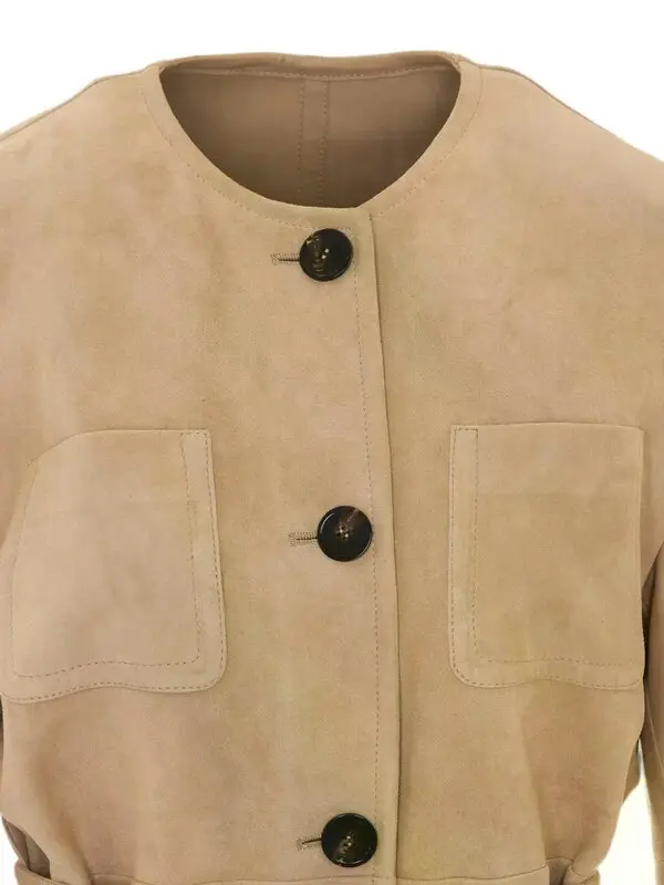 Max Mara Belted Suede Jacket Beige - Neutrals