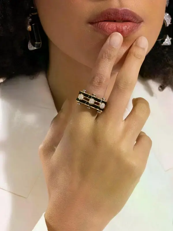 David Webb Wave Studlette Diamond Ring