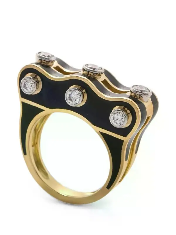 David Webb Wave Studlette Diamond Ring
