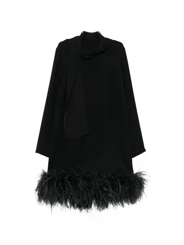 P.a.r.o.s.h Feather-trim Scarf-detail Mini Dress