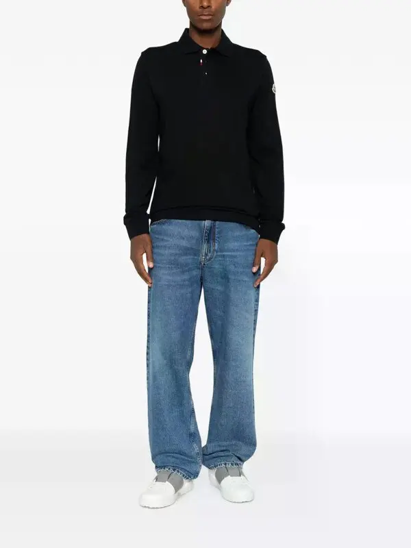 Moncler Logo-patch Long-sleeve Polo Shirt