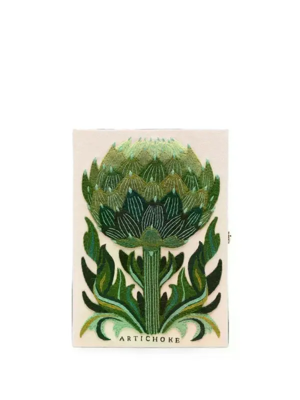 OLYMPIA LE-TAN Artichoke Embroidered Clutch Bag - Neutrals