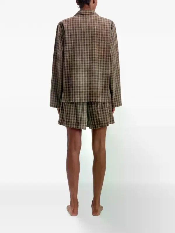TEKLA Checked Cotton Pajamas - Brown