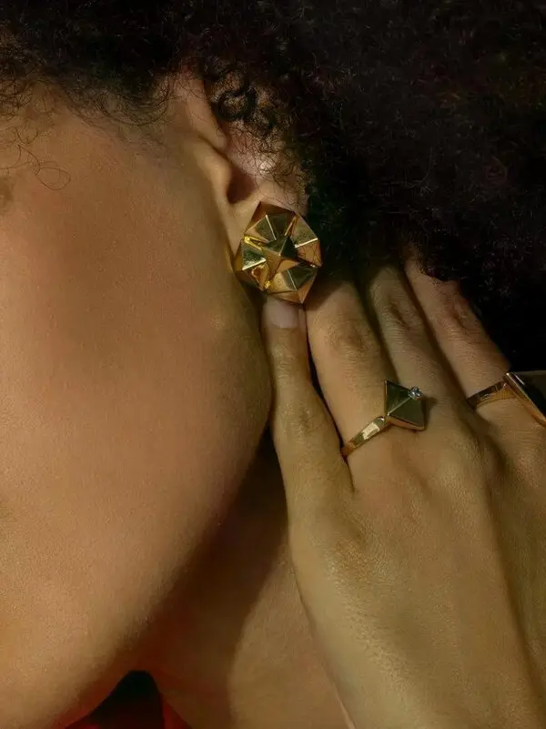 ALETTO BROTHERS 18k Yellow Pyramid Cluster Stud Earrings