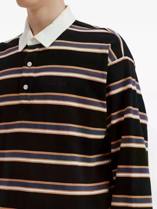 Izzue Striped Long-sleeve Polo Shirt