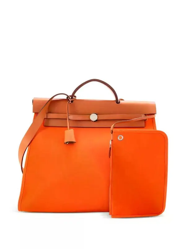 Hermès Herbag Zip Leather And Toile 39 Satchel - Brown