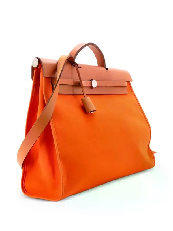 Hermès Herbag Zip Leather And Toile 39 Satchel - Brown