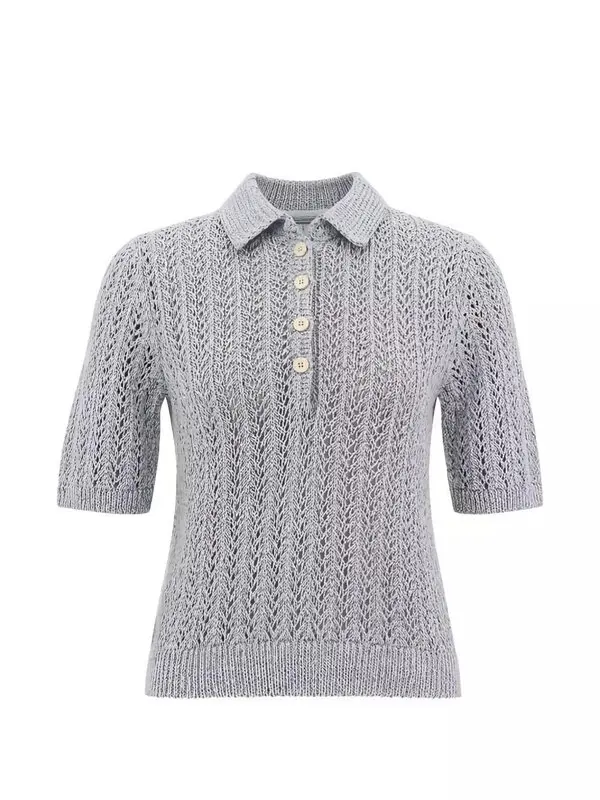 Eleventy Pointelle-knit Polo Shirt