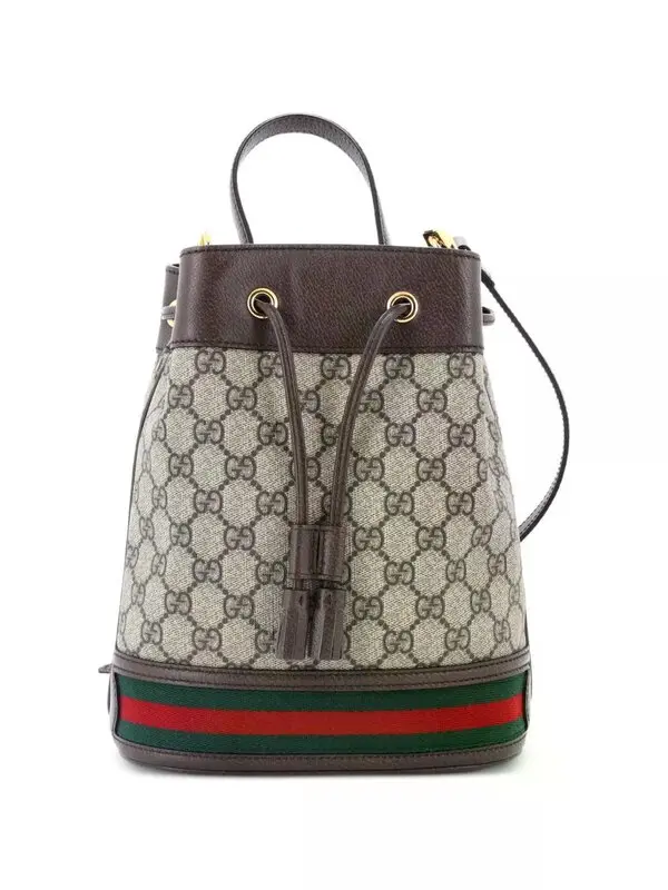 Gucci Ophidia Gg Coated Canvas Small Bucket Bag - Brown