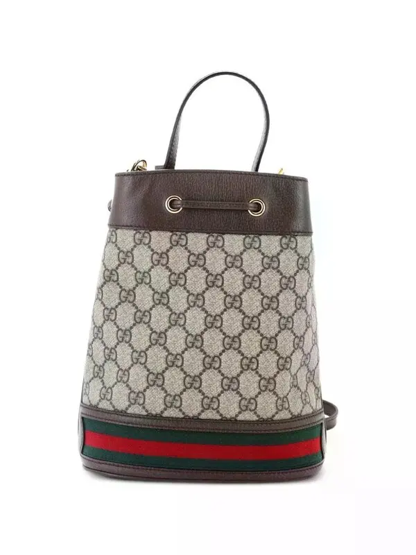 Gucci Ophidia Gg Coated Canvas Small Bucket Bag - Brown