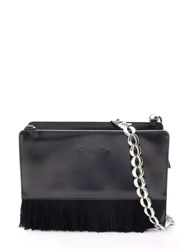 Dior 2010-2026 Leather Fringe Chain Crossbody Bag - Black