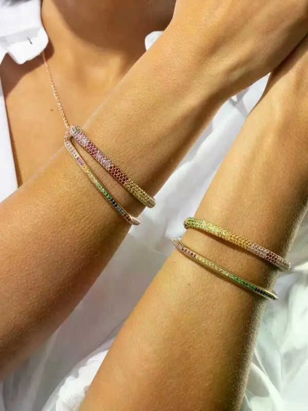FULLORD Ghost Rainbow-sapphire Bracelet In 18k Yellow - Gold