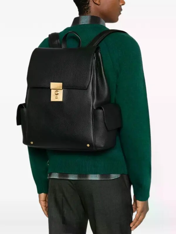 Thom Browne Bolton Pebbled-leather Push-lock Backpack
