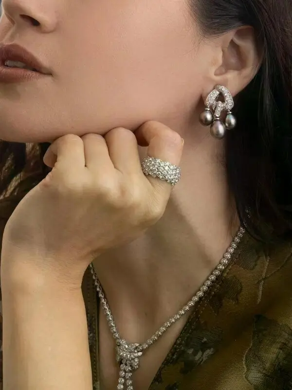 ANDREOLI Pearl-drop Diamond Earrings