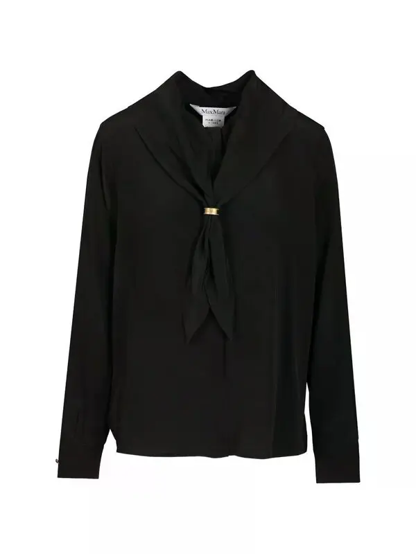 Max Mara Silk Scarf Detail Shirt - Black
