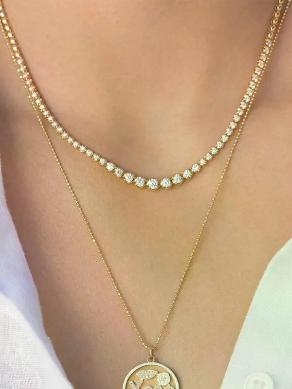 JENNIFER MEYER Graduated Diamond Tennis Necklace