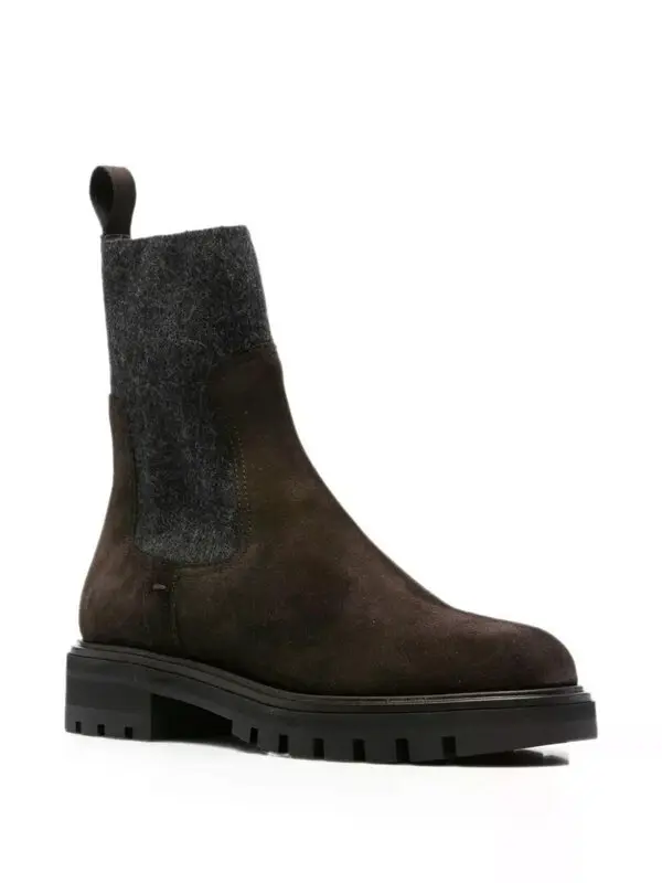 HENDERSON BARACCO Suede Panelled Boots - Brown