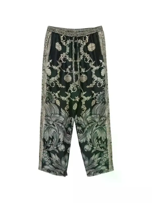 PIERRE-LOUIS MASCIA Aloe Floral Print Drawstring Trousers - Black