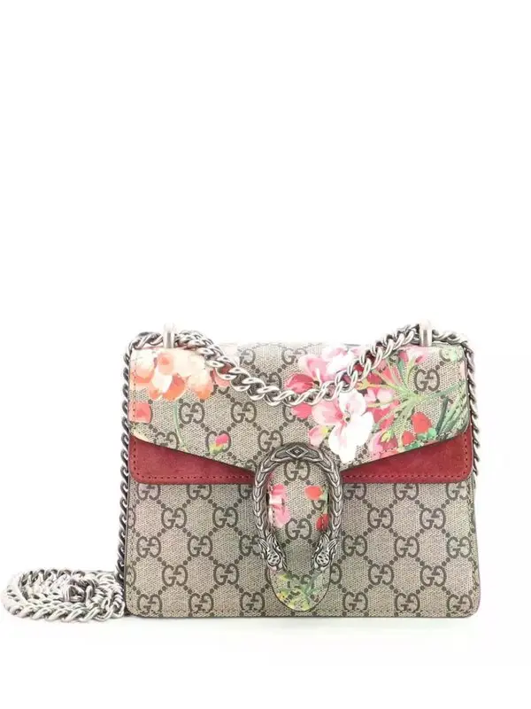Gucci Dionysus Bag Blooms Print Gg Coated Canvas Mini Shoulder Bag - Brown