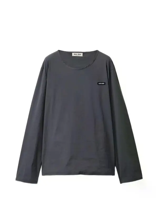 Miu Miu Stretch Poplin Long Sleeve Top
