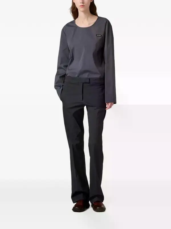 Miu Miu Stretch Poplin Long Sleeve Top