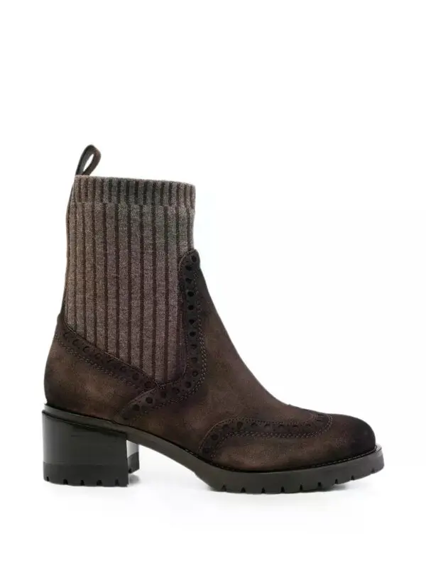 Santoni Brogue-detail Sock Ankle Boots